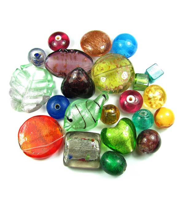 Mixed Foil Glass Beads - Random Mix [100grams] - My Beads