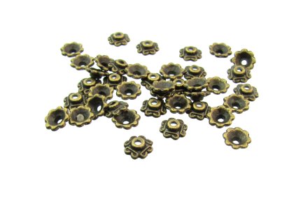 Bronze Toned Bead Caps - 6.5mm [approx. 100pcs] - My Beads