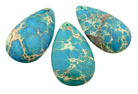 Blue Impression Jasper Teardrop Gemstone Pendants - 50mm [each] - My Beads