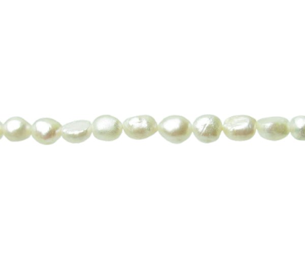 White Elongated Nugget Freshwater Pearls 7-9mm [strand] - My Beads