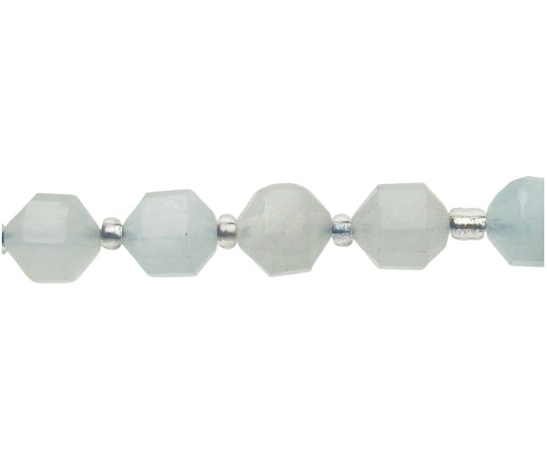 Aquamarine Faceted Energy Column Beads – 8mm [strand] - My Beads