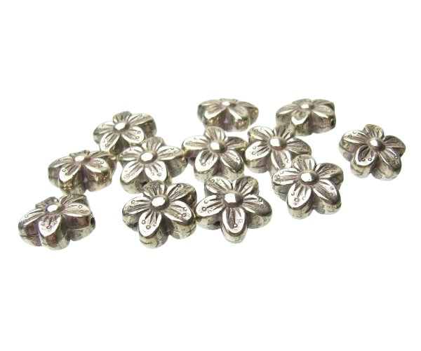 Antique Silver Metalised Acrylic Beads [CCB] – Flower 15mm [12 beads ...