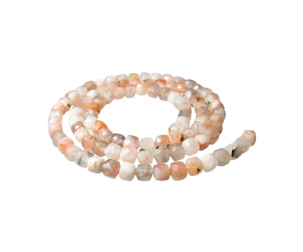 Sunstone Faceted Cube Gemstone Beads – 4mm [strand] - My Beads