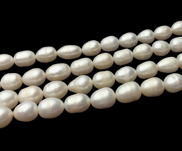 White Large Rice Freshwater Pearls 12-13mm [strand] - My Beads