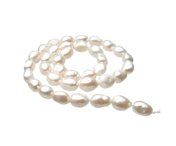 White Long Nugget (A Grade) Freshwater Pearls - 9mm to 10mm [strand ...
