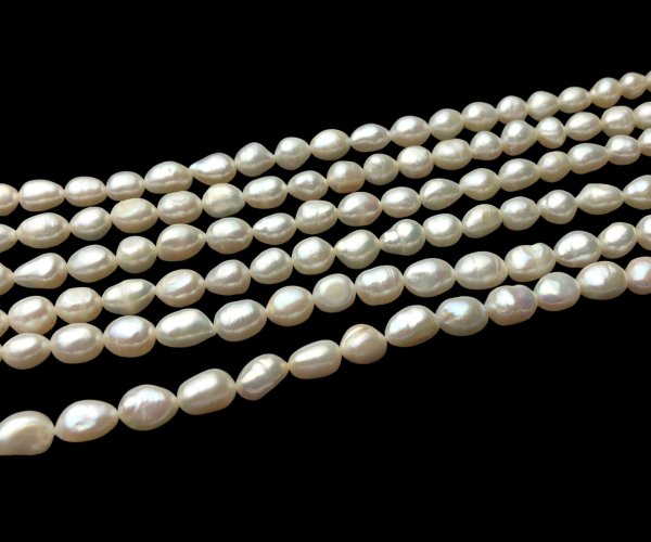 White Long Nugget (A Grade) Freshwater Pearls - 9mm to 10mm [strand ...
